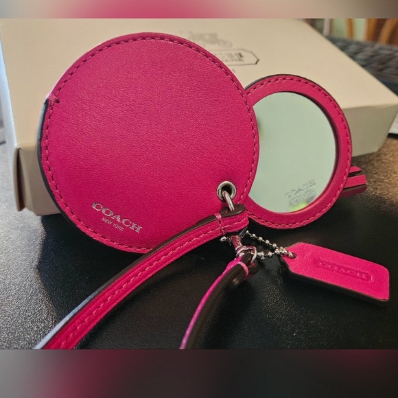 Coach | Accessories | Coach Compact Mirror With Leather Tassel Charm ...